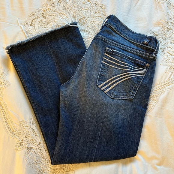 7 For All Mankind | Jeans | 7 Fam Dojo Wide Leg Raw Hem Size 3 | Poshmark